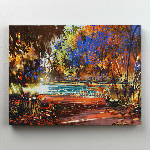 Интерьерная картина на холсте "Яркий пейзаж в стиле импрессионизм" размер 60x45 см