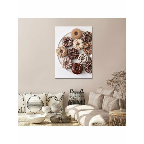 Картина на холсте с подрамником Пончики в шоколадной глазури 40х60