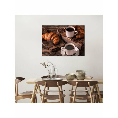 Картина на холсте с подрамником Кофе и круассаны2 40х60