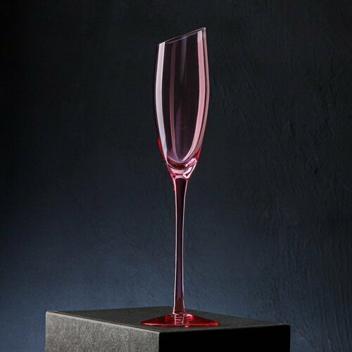 Бокал стеклянный для шампанского Magistro «Иллюзия», 180 мл, 5,5×27,5 см, цвет розовый (комплект из 4 шт)