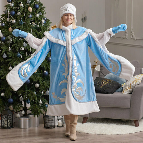 Бока С Взрослый новогодний костюм Снегурочка Боярская, 44-48 размер, голубой 2043