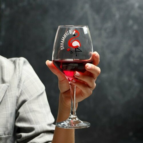 Бокал для вина «Вхламинго» 350 мл, тип нанесения рисунка: деколь (комплект из 4 шт)