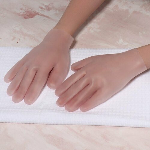 Силиконовые перчатки для косметических процедур, многоразовые, 20 см, размер универсальный, цвет розовый (комплект из 4 шт)