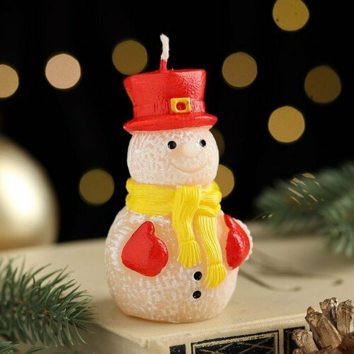 Свеча декоративная "Игрушечный снеговик", 4,9х4, х8 см (комплект из 7 шт)