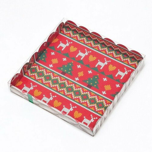 Коробка для печенья "Вязанка", 21 х 21 х 3 см (комплект из 30 шт)