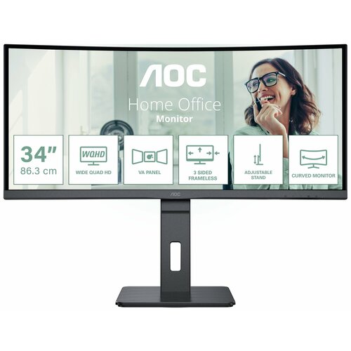 Монитор AOC 34"(3440x1440) AOC CU34P3CV /матрица VA Матовая /Встроенные колонки Регулировка высоты