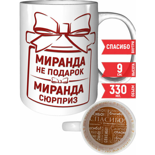 Кружка Миранда не подарок Миранда сюрприз - внутри спасибо