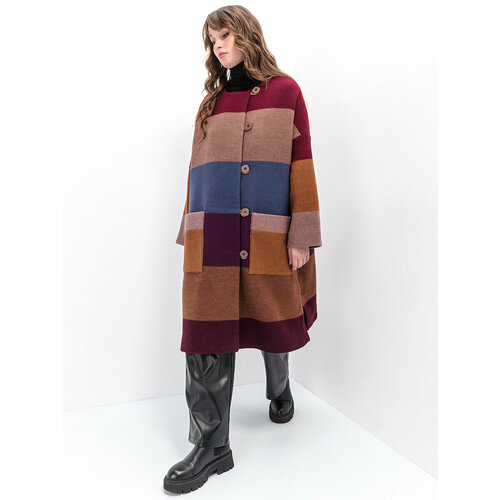 Пальто ARTWIZARD, размер 170-(84-104)-(92-112)/ onesize/ 42-52, фиолетовый, бежевый