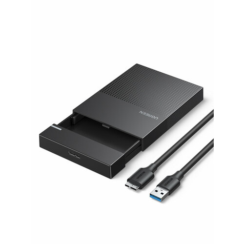 Корпус для жесткого диска Ugreen USB-B 3.0 для HDD / SSD 2.5' SATA I/II/III, до 6ТБ, с кабелем 5G, цвет черный (30725)