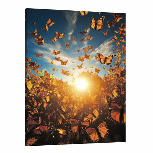 Интерьерная картина 50х70 "Волшебные крылья: Мир бабочек"