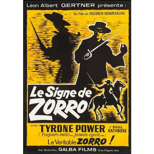 Плакат, постер на холсте Знак Зорро (The Mark of Zorro, 1940г). Размер 21 х 30 см
