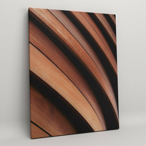 Картина на холсте (интерьерный постер) "Круги из дерева" абстракция, с деревянным подрамником, размер 45x60 см