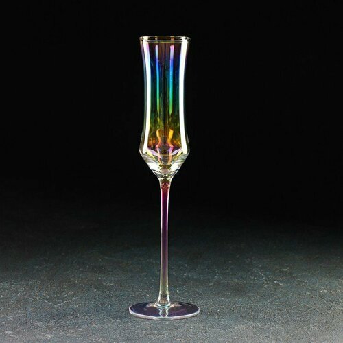 Бокал из стекла для шампанского «Кира», 180 мл, 7×25,5 см, цвет перламутровый (комплект из 3 шт)