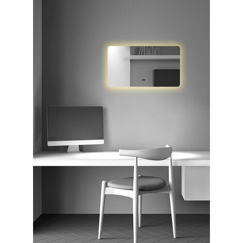 Зеркало Prisma 40*60 прямоугольное горизонтальное "парящее" с теплой LED-подсветкой включение "взмах руки"