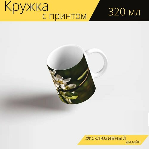 Кружка с рисунком, принтом "Цветение груши, фруктовое дерево, фруктовое дерево цветущие" 320 мл.