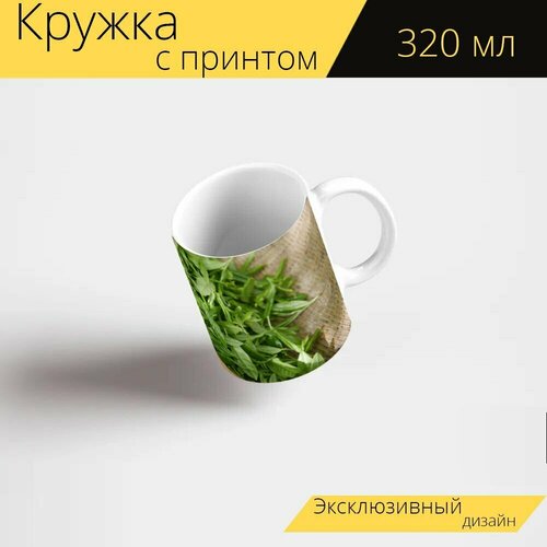 Кружка с рисунком, принтом "Зеленый чай, чай, koreatea" 320 мл.
