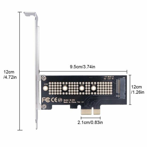 Адаптер-переходник для установки SSD M.2 (NVMe) (2280, 2260, 2242, 2230) в слот PCI-E 3.0 x1