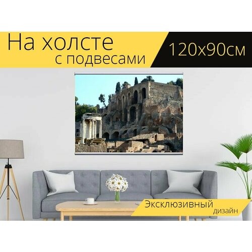 Картина на холсте "Рим, руины, древний" с подвесами 120х90 см. для интерьера