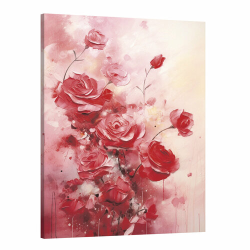 Интерьерная картина 50х70 "Розы в мире иллюзий"