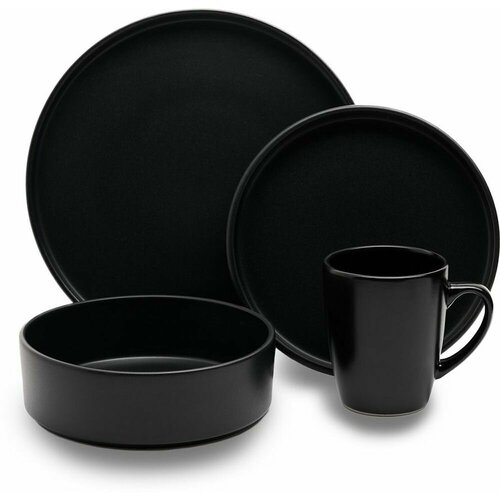 Набор посуды столовый 16 предметов керамика черный
