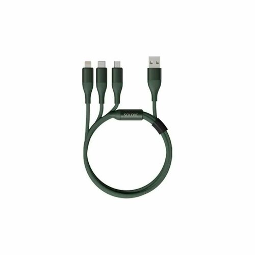 Кабель Lightning - Type-C - Micro USB, 1.2 м, Xiaomi SOLOVE, зел, DW2GreenR