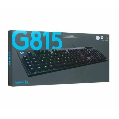 Клавиатура игровая Logitech G815 Tactile черная, механическая (GL Tactile)RGB-подсветка, USB порт, кабель 1,8м