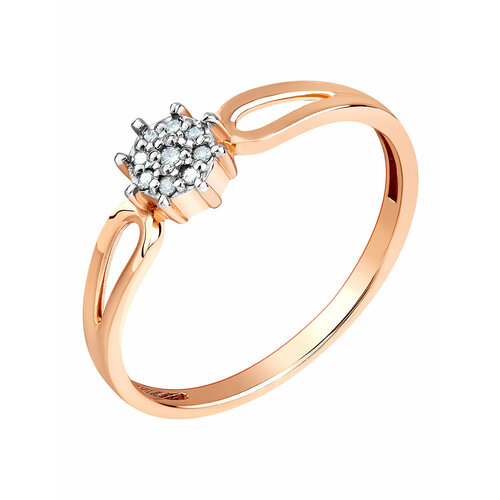 Кольцо помолвочное АМБЕР У Вас помолвка, красное золото, 585 проба, бриллиант, размер 17, золотой
