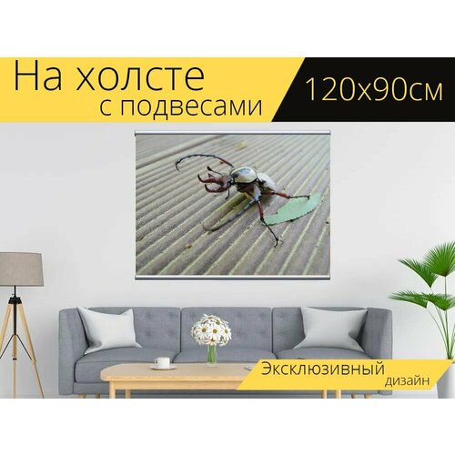 Картина на холсте "Жуколень, скарабей, насекомые" с подвесами 120х90 см. для интерьера