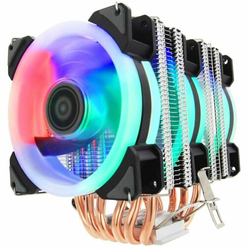 Кулер для процессора Alseye DR90, 3х92мм, 700~2000rpm, 4-pin, Al+Cu, серебристый/RGB