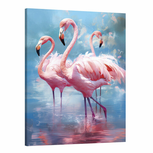 Интерьерная картина 50х70 "Фламинго в танце солнца"