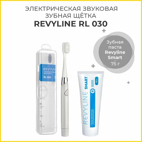 Электрическая звуковая зубная щётка Revyline RL 030 серая + Зубная паста Revyline Smart, 75 г.