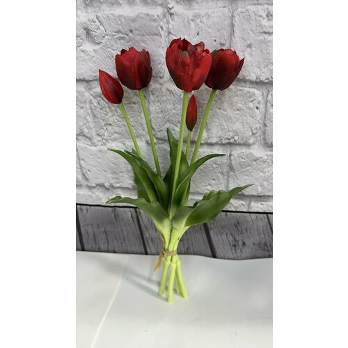 Букет пионовидных тюльпанов, 5шт, цвет красный