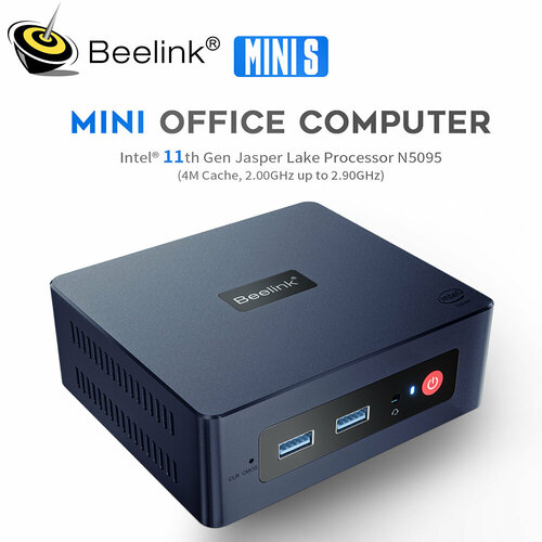 Мини ПК Beelink MINIS (Intel Celeron N5095 (2.0 ГГц), RAM 8 ГБ, SSD 128 ГБ, Intel HD Graphics, ), черный