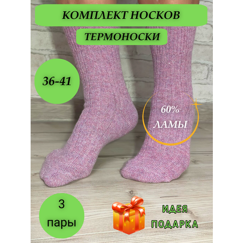 Носки , 3 пары, размер 37-41, фиолетовый