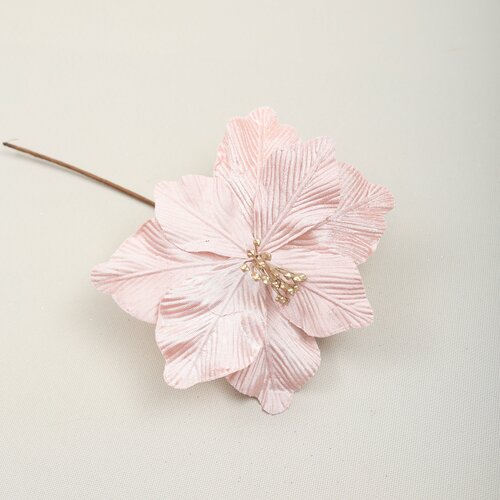Цветок искусственный декоративный новогодний, d 20 см, цвет розовый