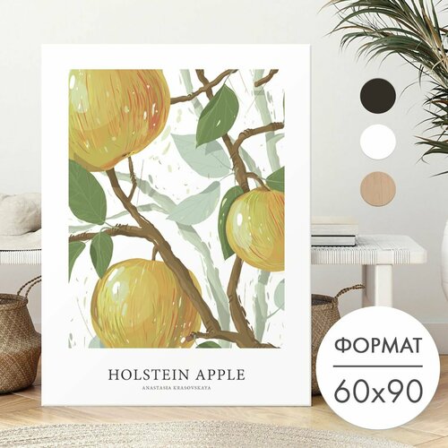Плакат Постер 60х90 без рамки "Яблоки ботаника" для интерьера