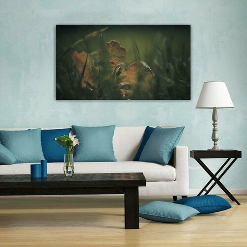 Картина на холсте 60x110 LinxOne "Макро, лист, сухой, дубовый" интерьерная для дома / на стену / на кухню / с подрамником