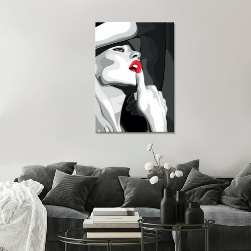 Интерьерная картина на холсте - Чувственная девушка чёрно-белый портрет арт 40х60