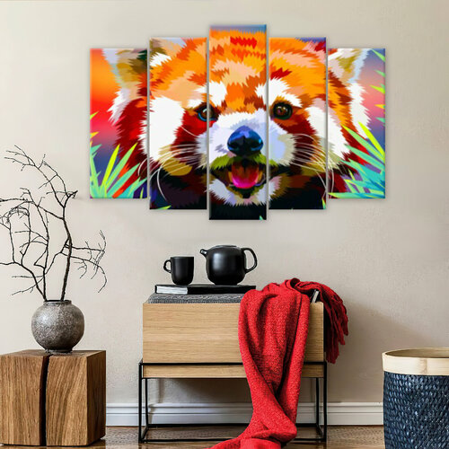 Модульная картина/Модульная картина на холсте/Модульная картина в подарок/Красная панда/Red Panda 125х85