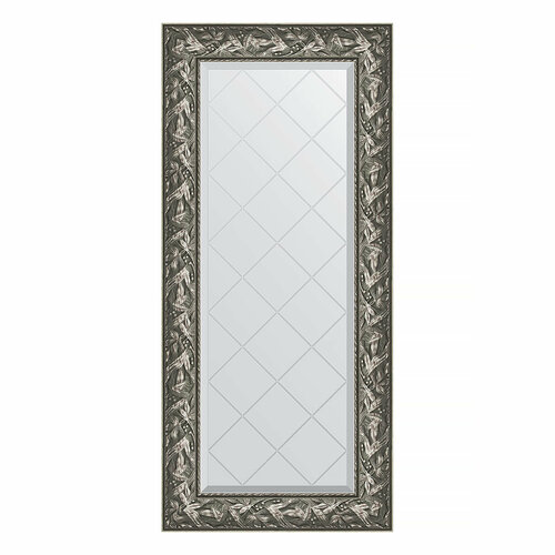 Зеркало настенное с гравировкой EVOFORM в багетной раме Византия серебро, 59х128 см, для гостиной, прихожей, спальни и ванной комнаты, BY 4071