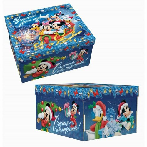 Коробка складная, с крышкой, Счастья и волшебства, 31 х 25,5 х 16 см, Микки Маус и друзья