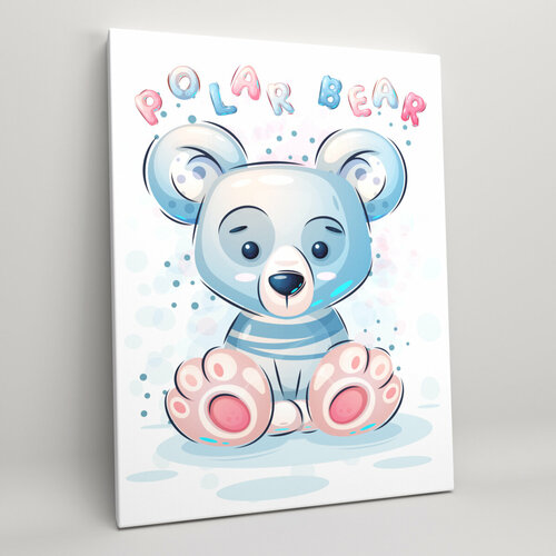 Картина на холсте (интерьерный постер) "Малыш медвежонок" детский, с деревянным подрамником, размер 45x60 см