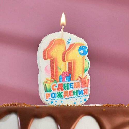 Свеча для торта цифра "С Днём Рождения" "11", 6,5 см, микс (комплект из 24 шт)