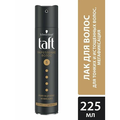Taft / Лак для укладки волос Taft Power Для тонких и истощенных волос укрепление волос Мегафиксация 5 225мл 2 шт