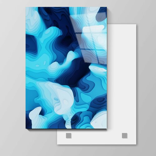 Картина на стекле - "Голубые волны" размер 135-90 см