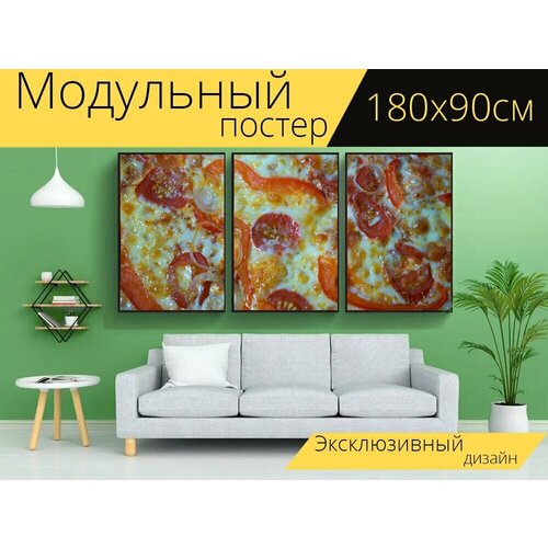 Модульный постер "Пицца, ресторан, пиццерия" 180 x 90 см. для интерьера