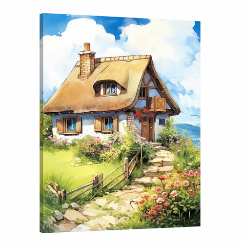 Интерьерная картина 50х70 "Домик в деревне"