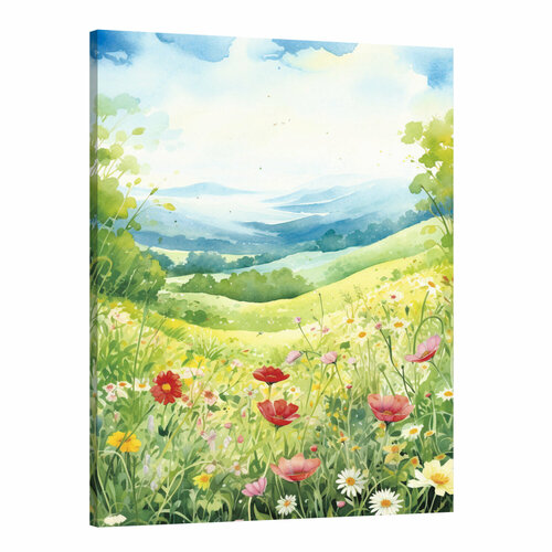 Интерьерная картина 50х70 "Весенний пейзаж с цветами"