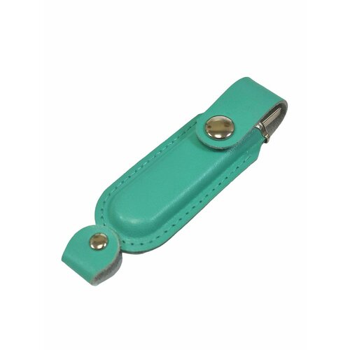 Подарочная флешка кожаная на кнопке зеленая, оригинальный сувенирный USB-накопитель 8GB