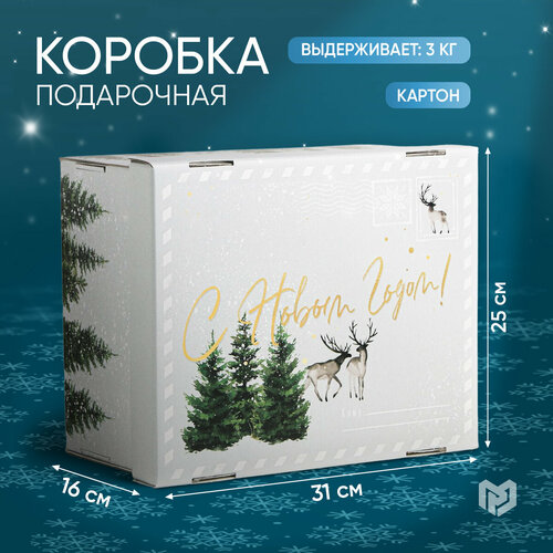 Коробка подарочная Дарите счастье Уютного нового года, 31.2x16.1x25.6 см, белый